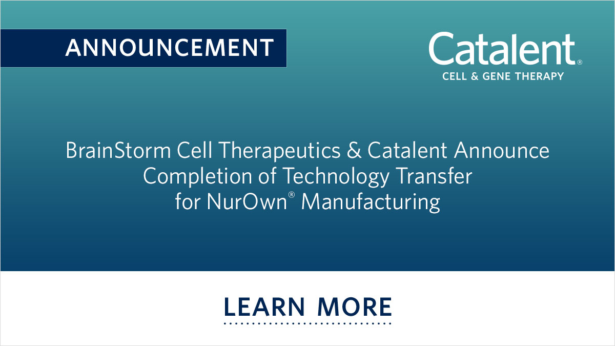 BrainStorm & Catalent Announce Technology Transfer for NurOwn
